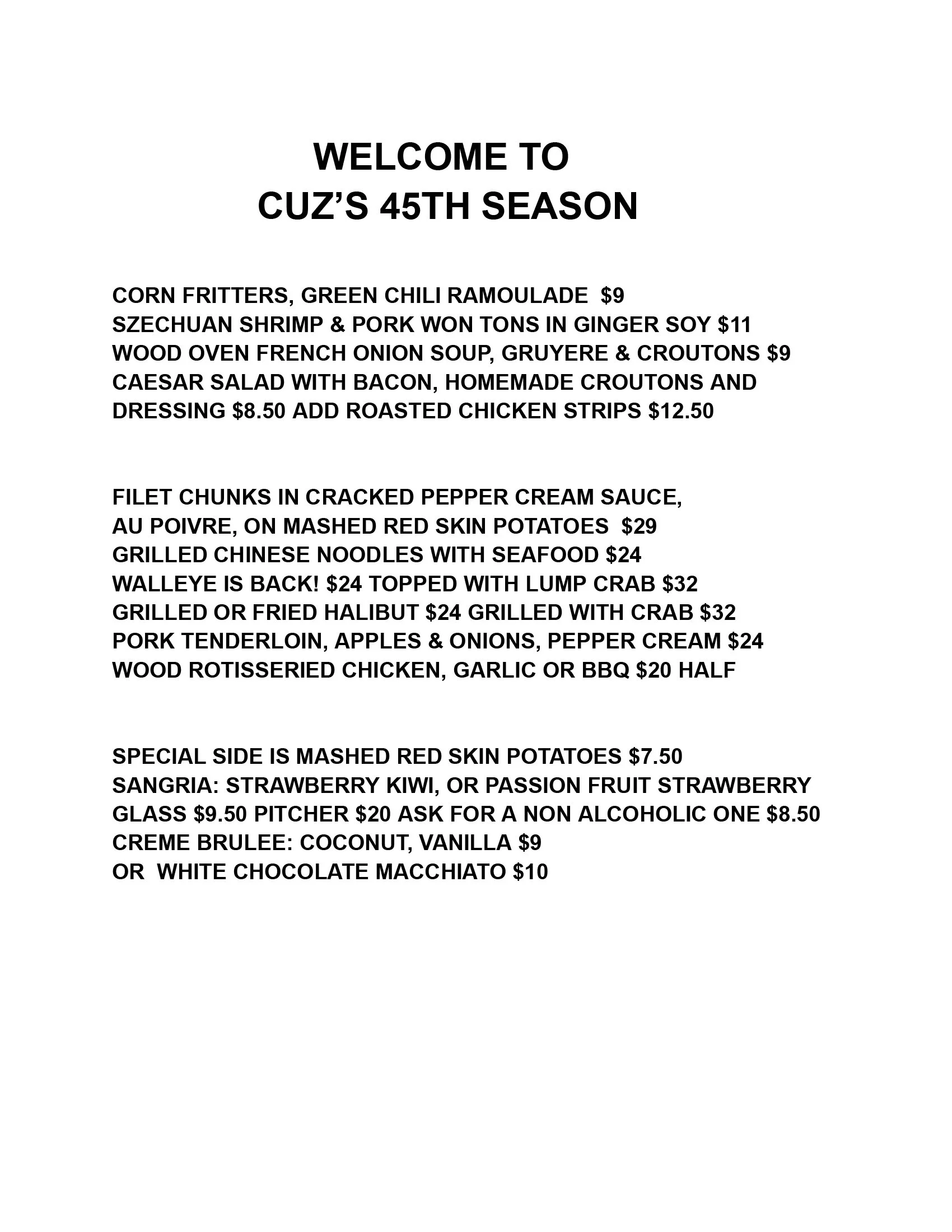 Menu — Cuz's Uptown Barbeque