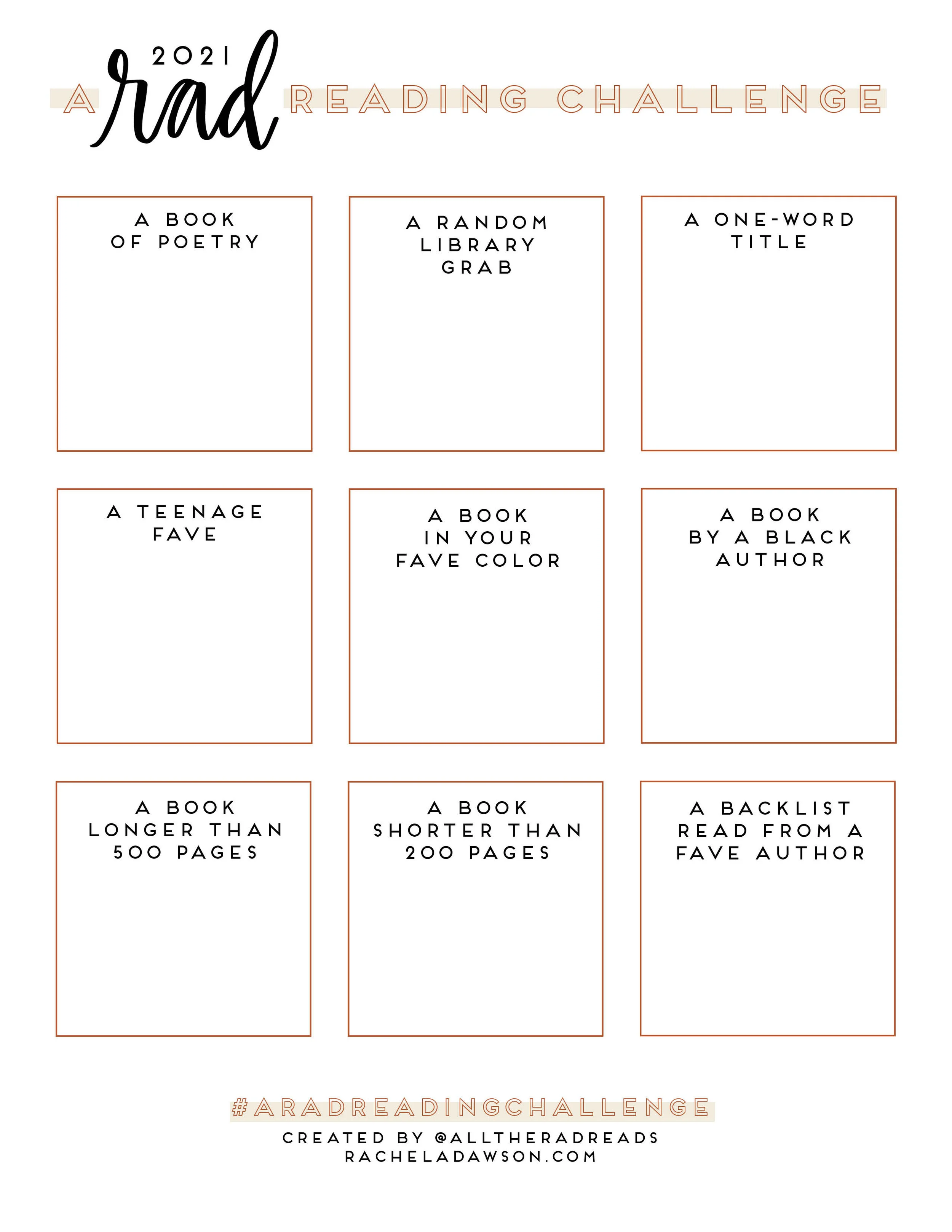 A RAD Reading Challenge for 2021 — rachel a. dawson