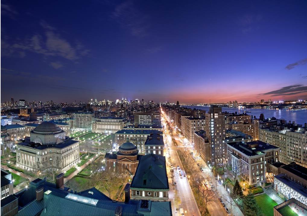 Columbia University Campus At Night