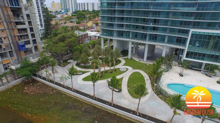 Icon Bay and Icon Bay Park Near Its Completion Point — Golden Dusk ...