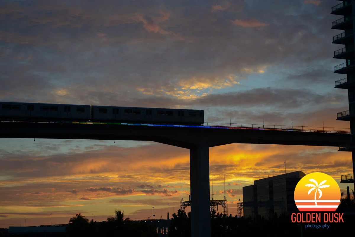 The Miami Line Re-Lit Over The Miami River — Golden Dusk Photography
