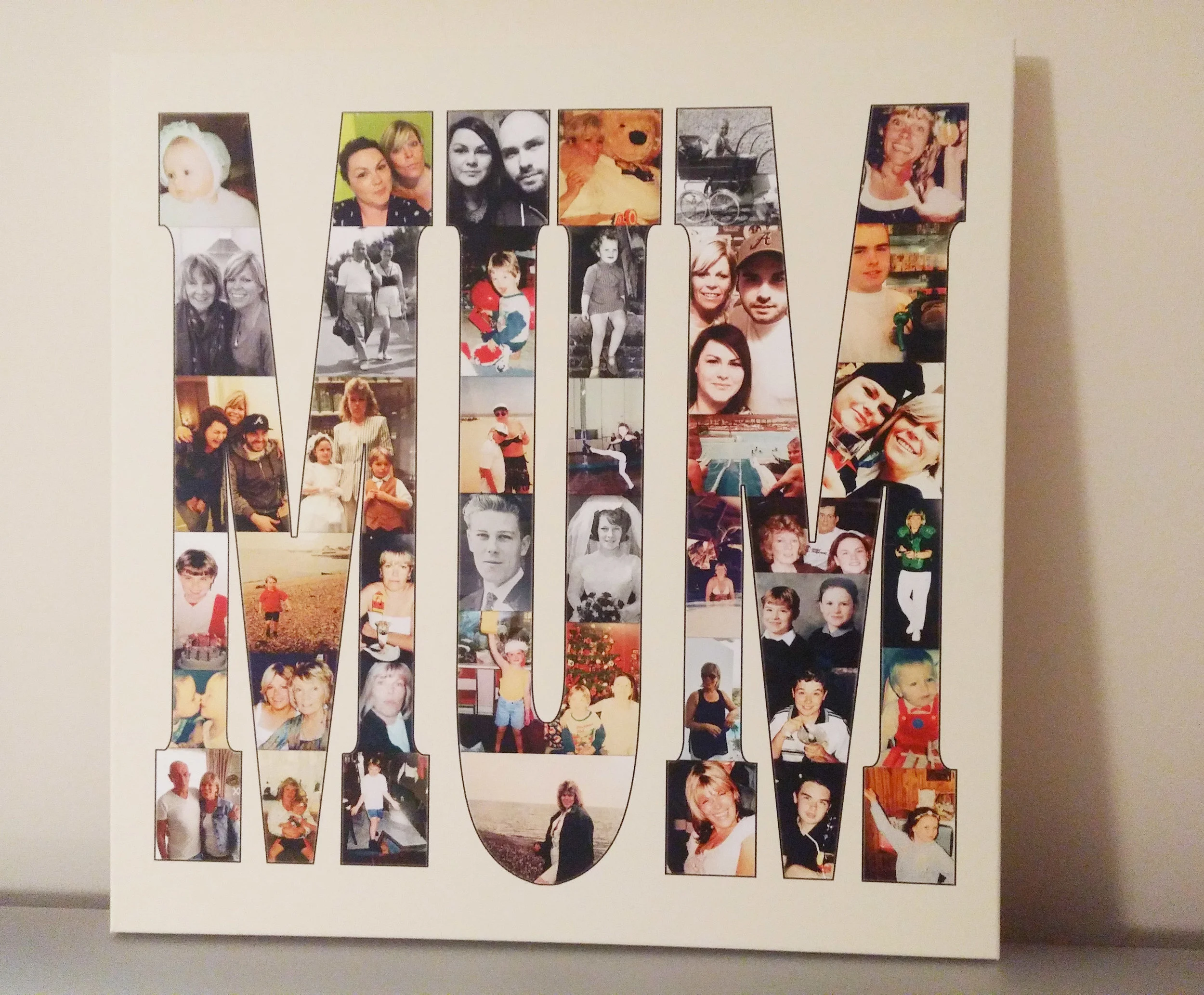 Text Shape Photo Collage Canvas Print — Red Canvas LTD