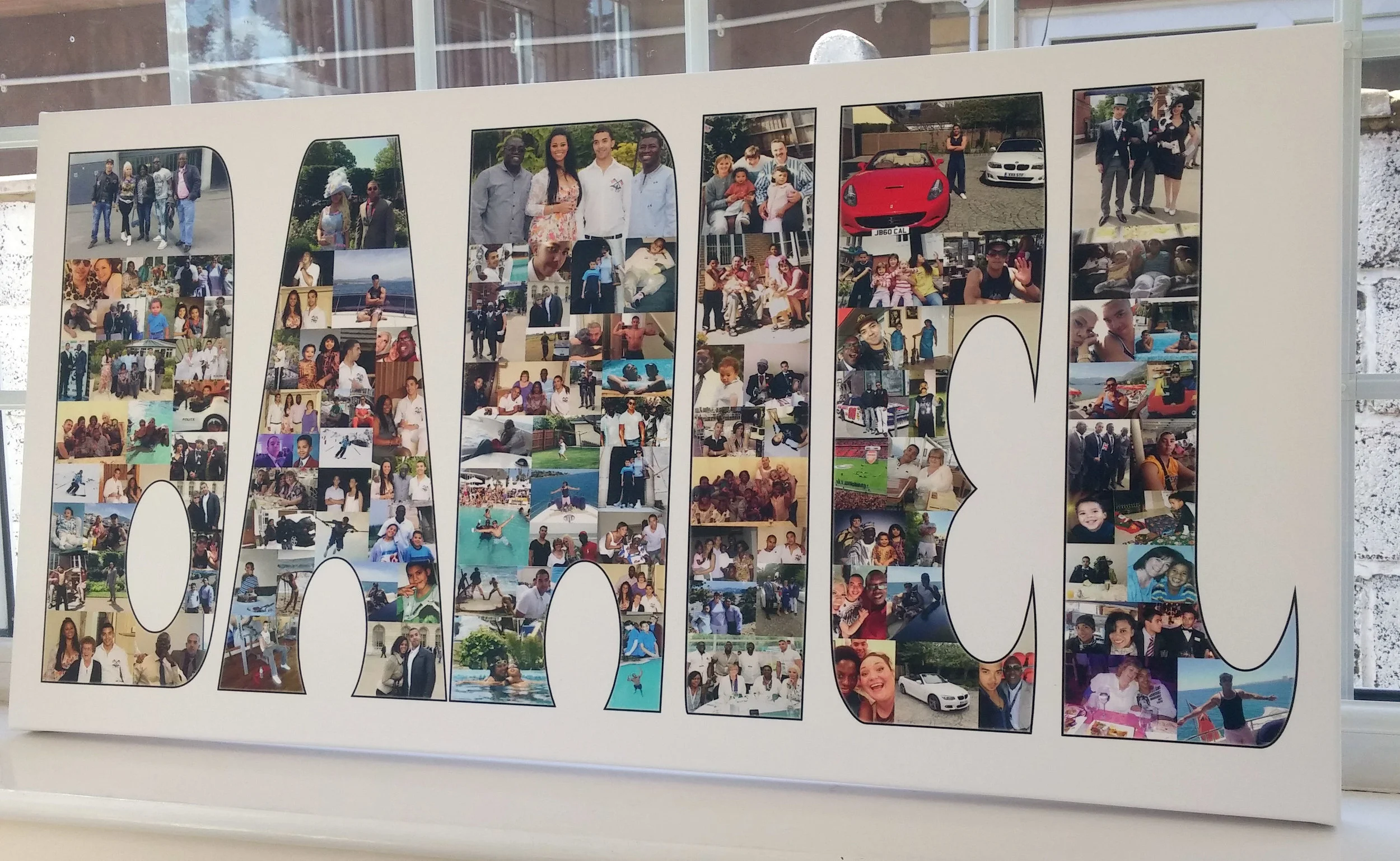 Text Shape Photo Collage Canvas Print — Red Canvas LTD