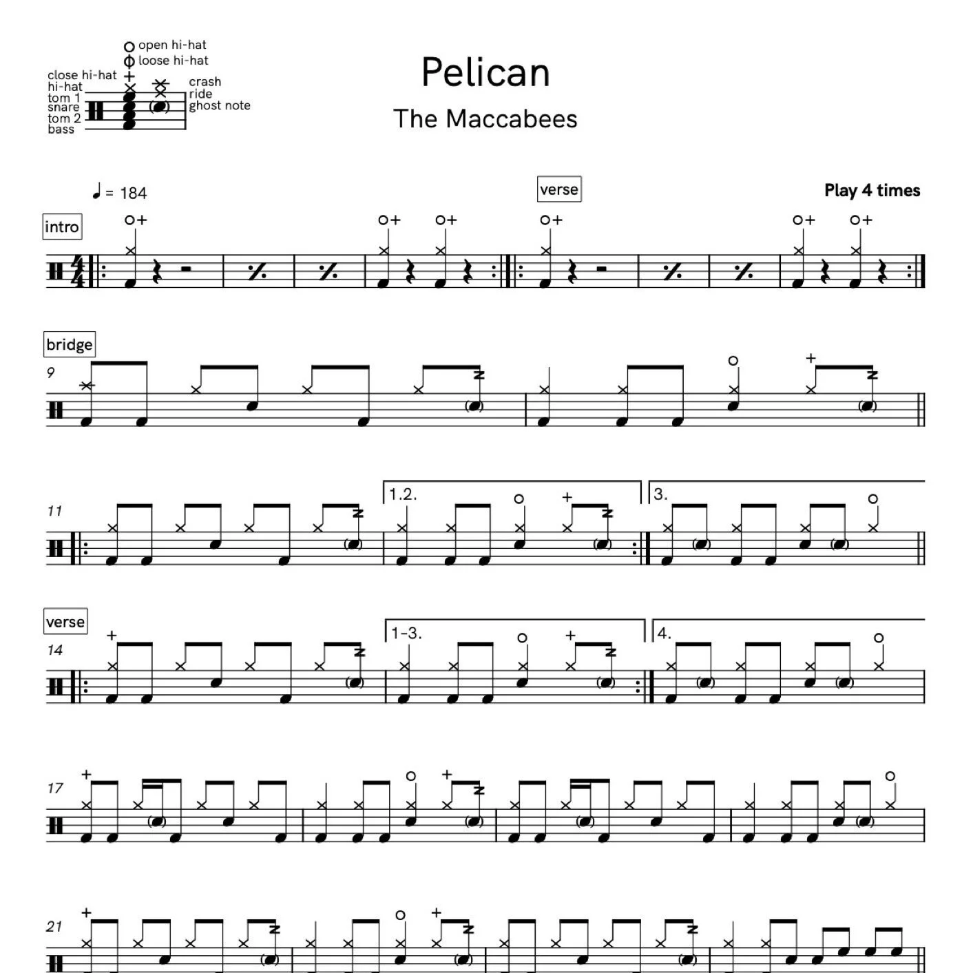Pelican - The Maccabees | Drum Transcription Notes — Ross Farley