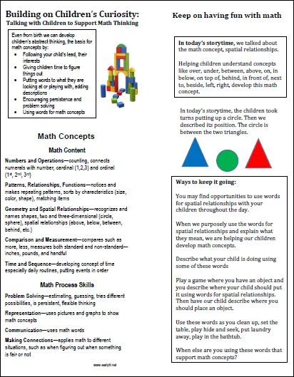 Math Handout for Parents/Caregivers — Saroj Ghoting