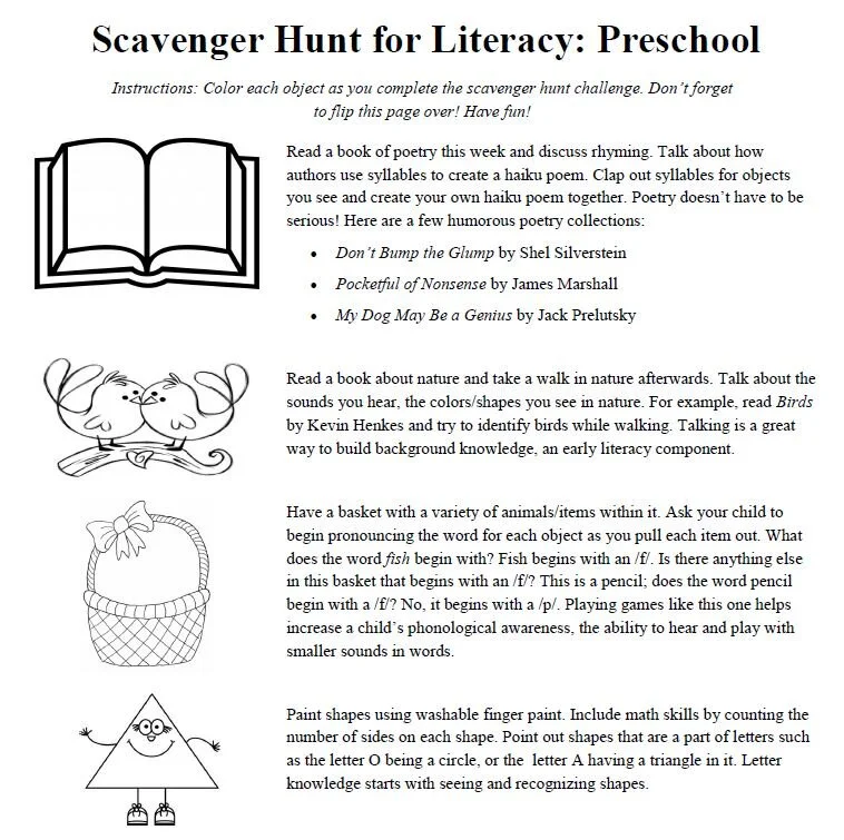 Early Literacy Scavenger Hunts — Saroj Ghoting