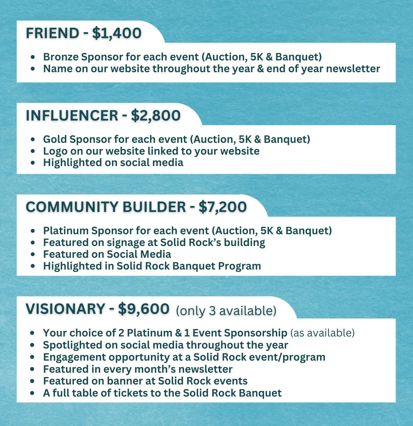 Business Partnership Program — Solid Rock Youth Ministries