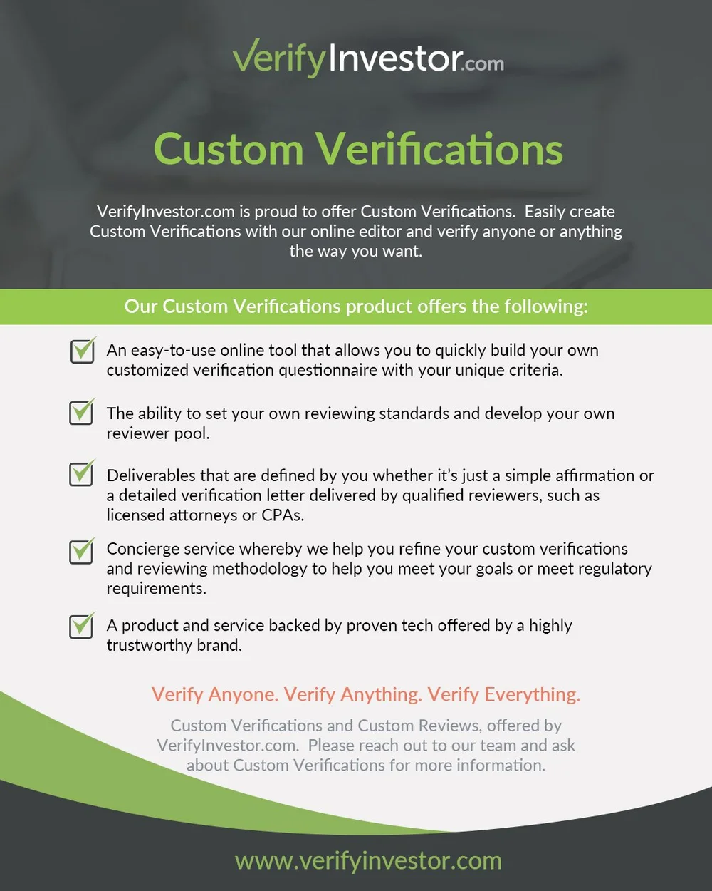 VerifyInvestor.com Custom Verifications | Verify Investor, Inc.
