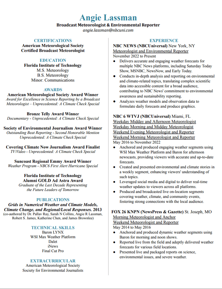 Resume — Angie Lassman