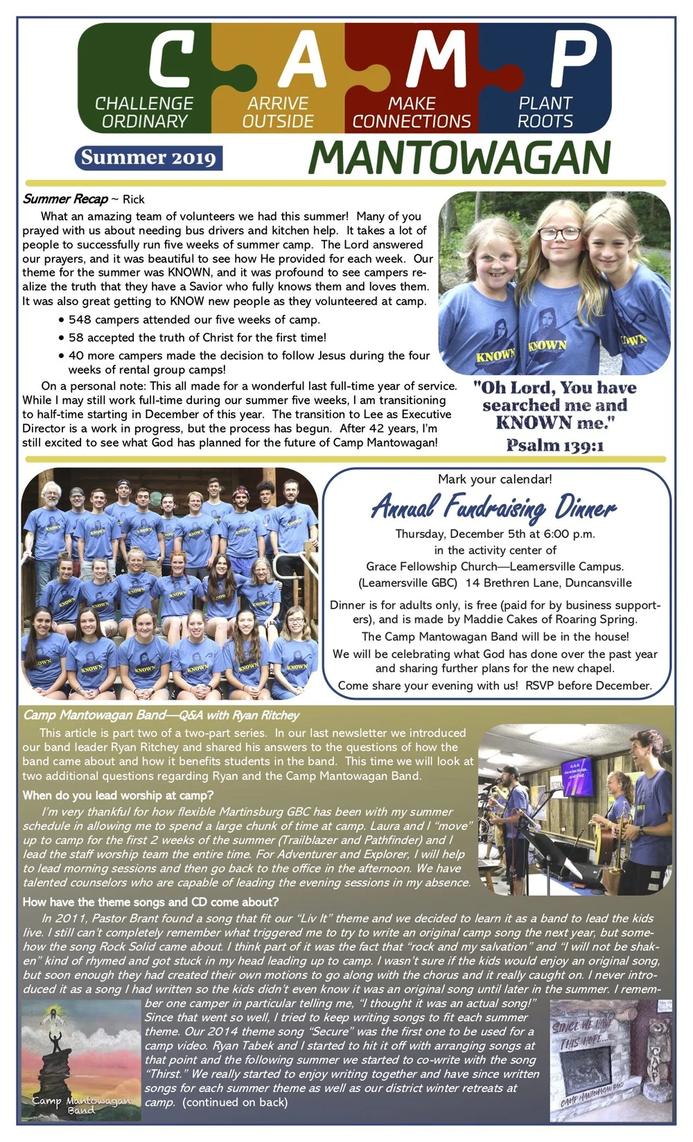 Newsletter — Camp Mantowagan