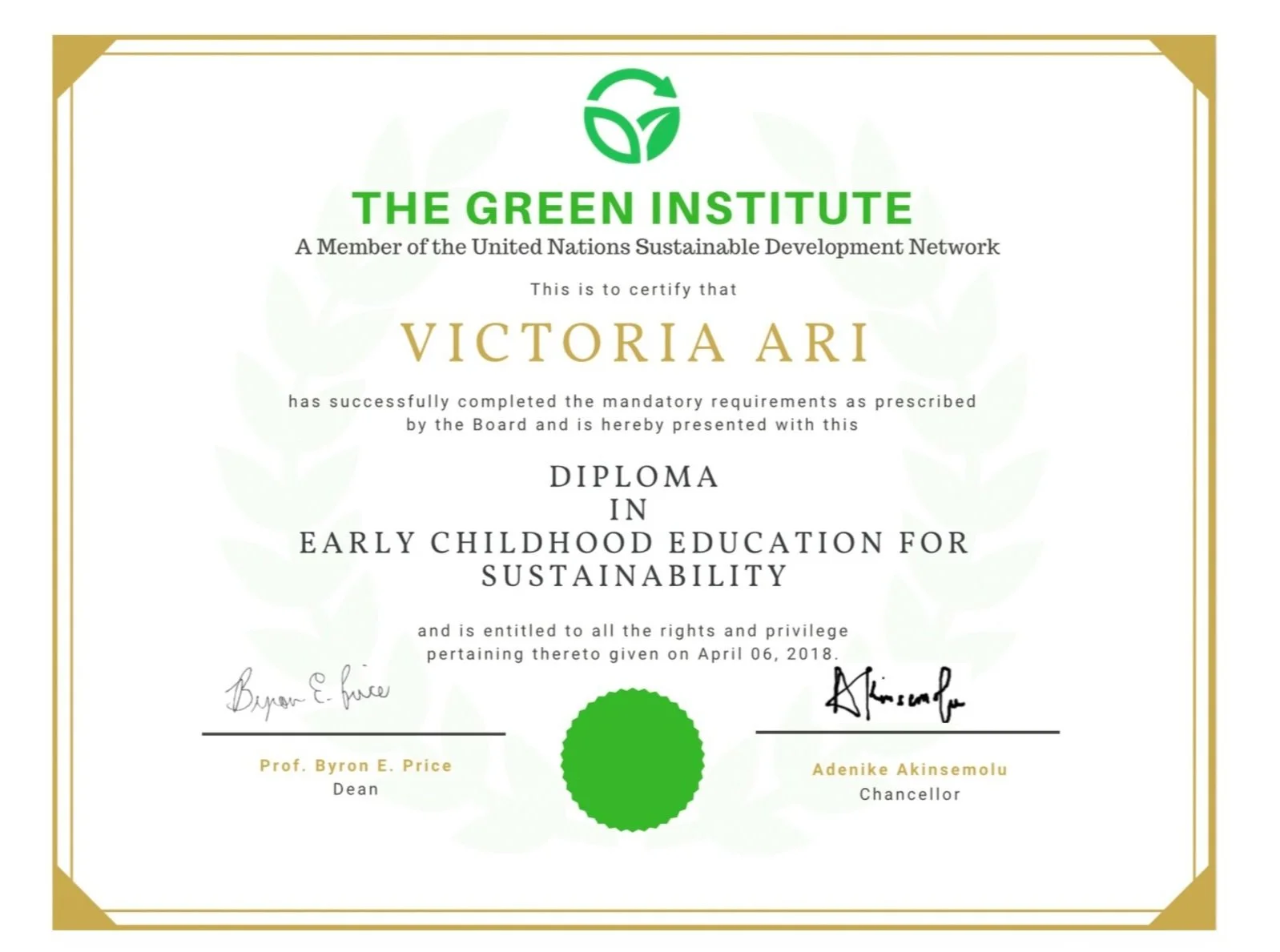 Early Childhood Management — THE GREEN INSTITUTE