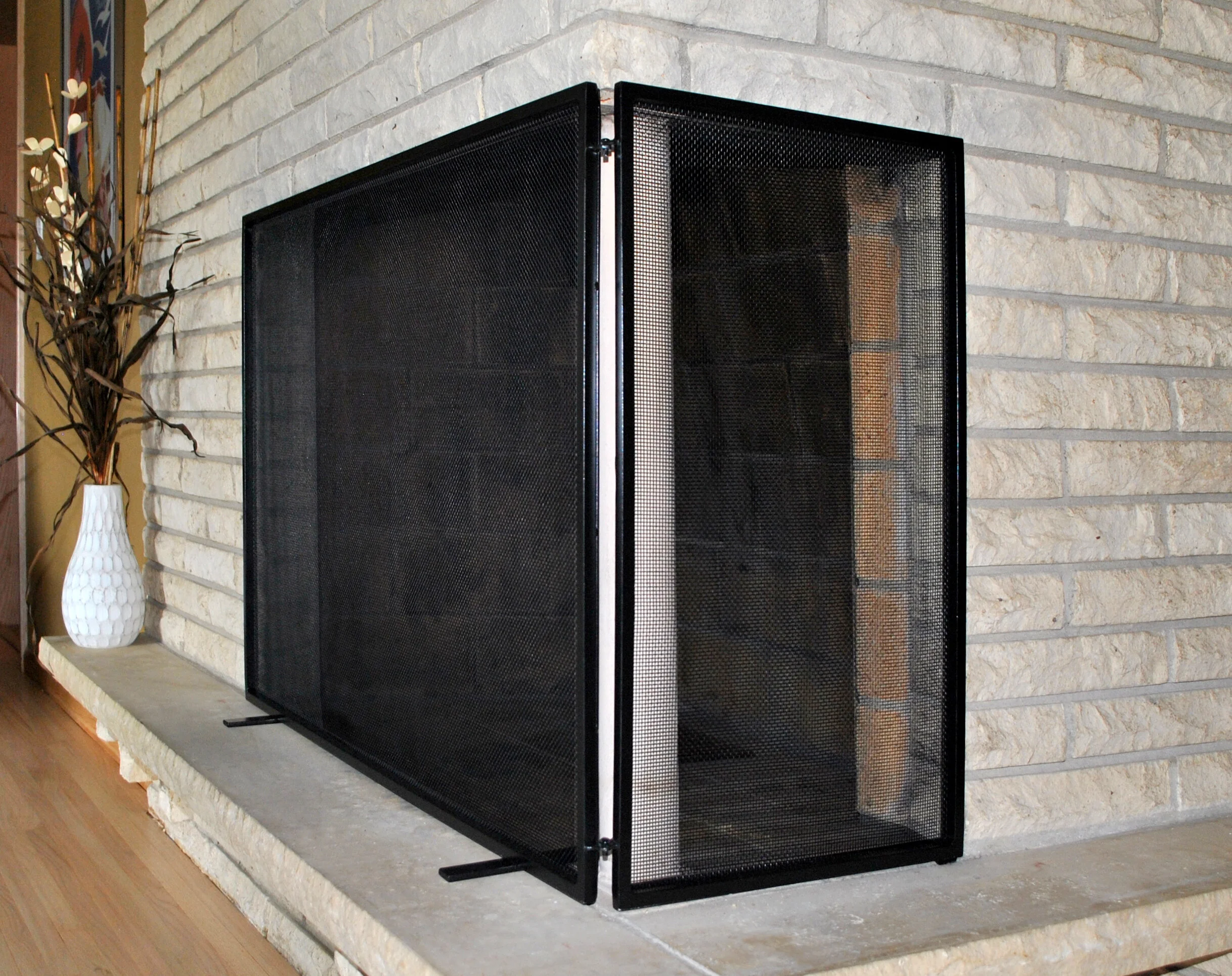 Corner Firescreen Two Panel Free Standing Custom Made to Fit Your ...