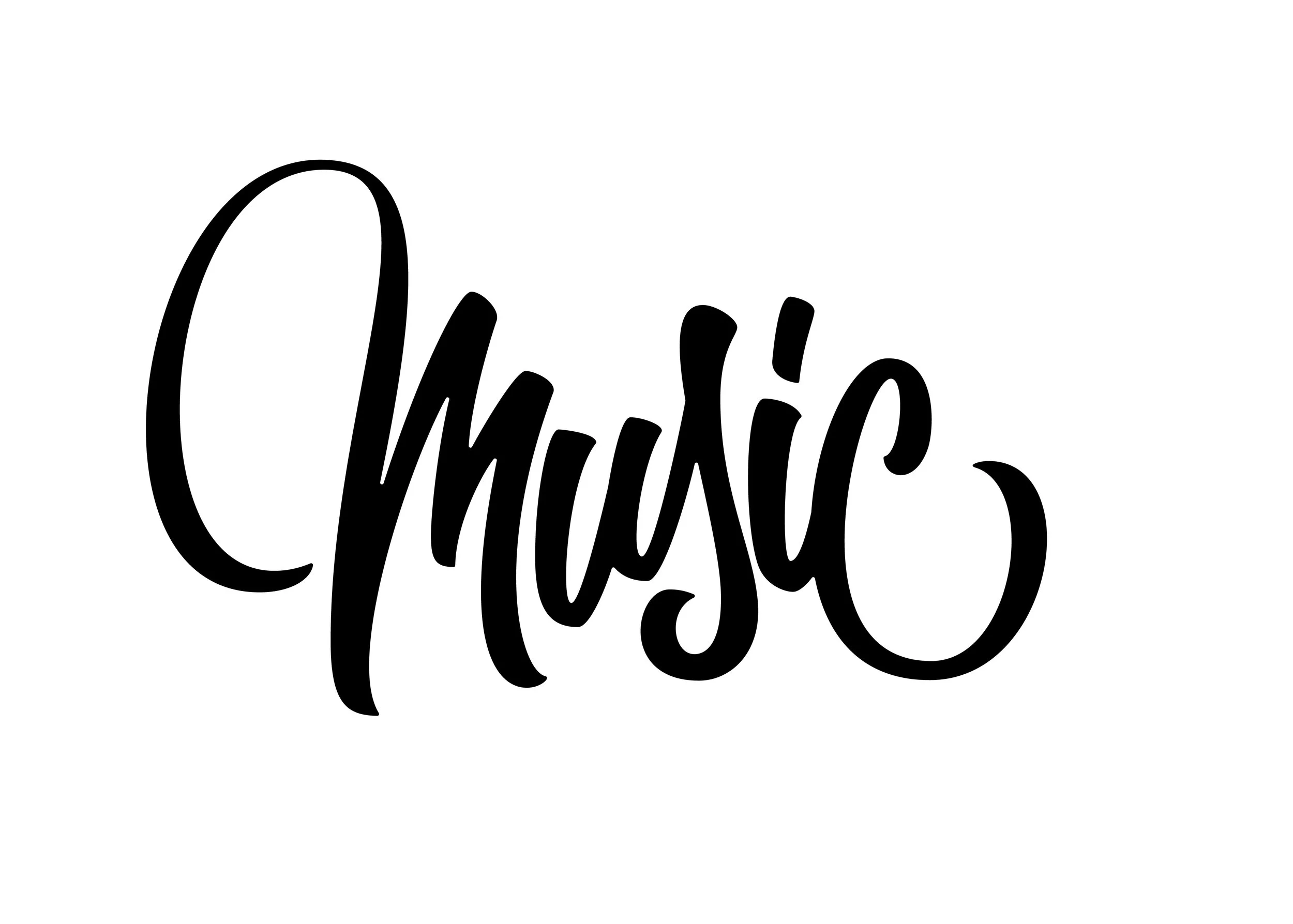 The Word Music In Cursive
