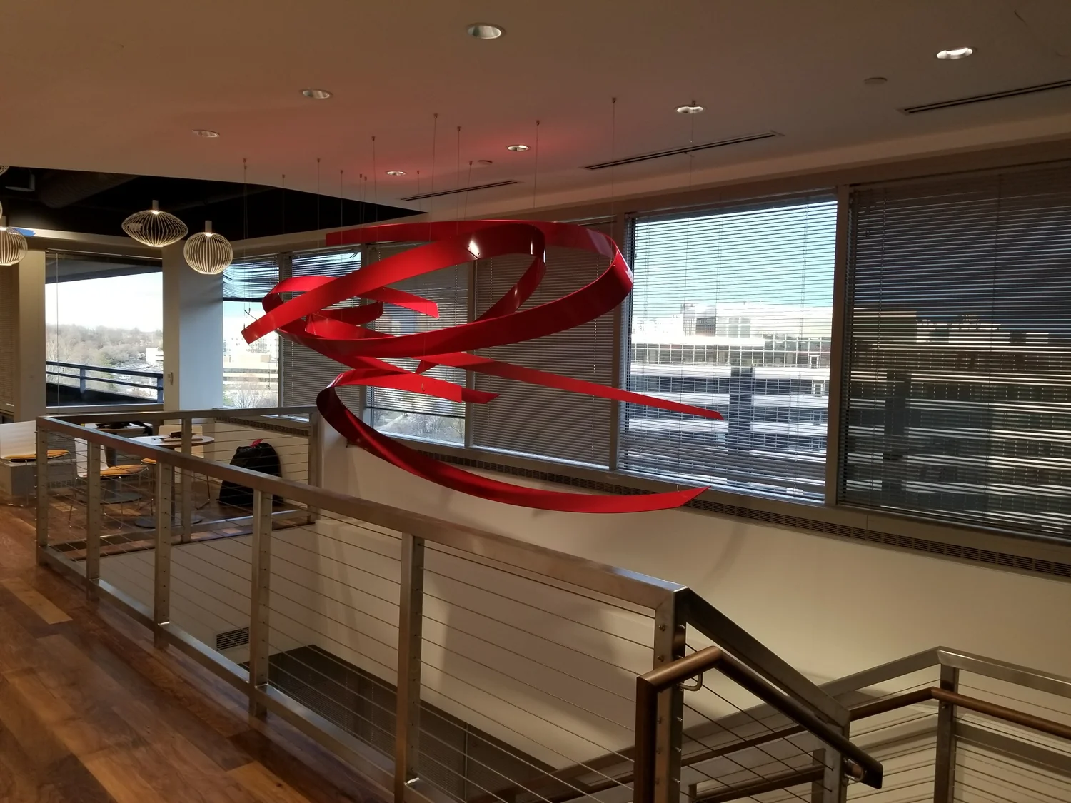 Red Thread Ceiling Sculpture Installation — Ekko Mobiles — Large Custom ...