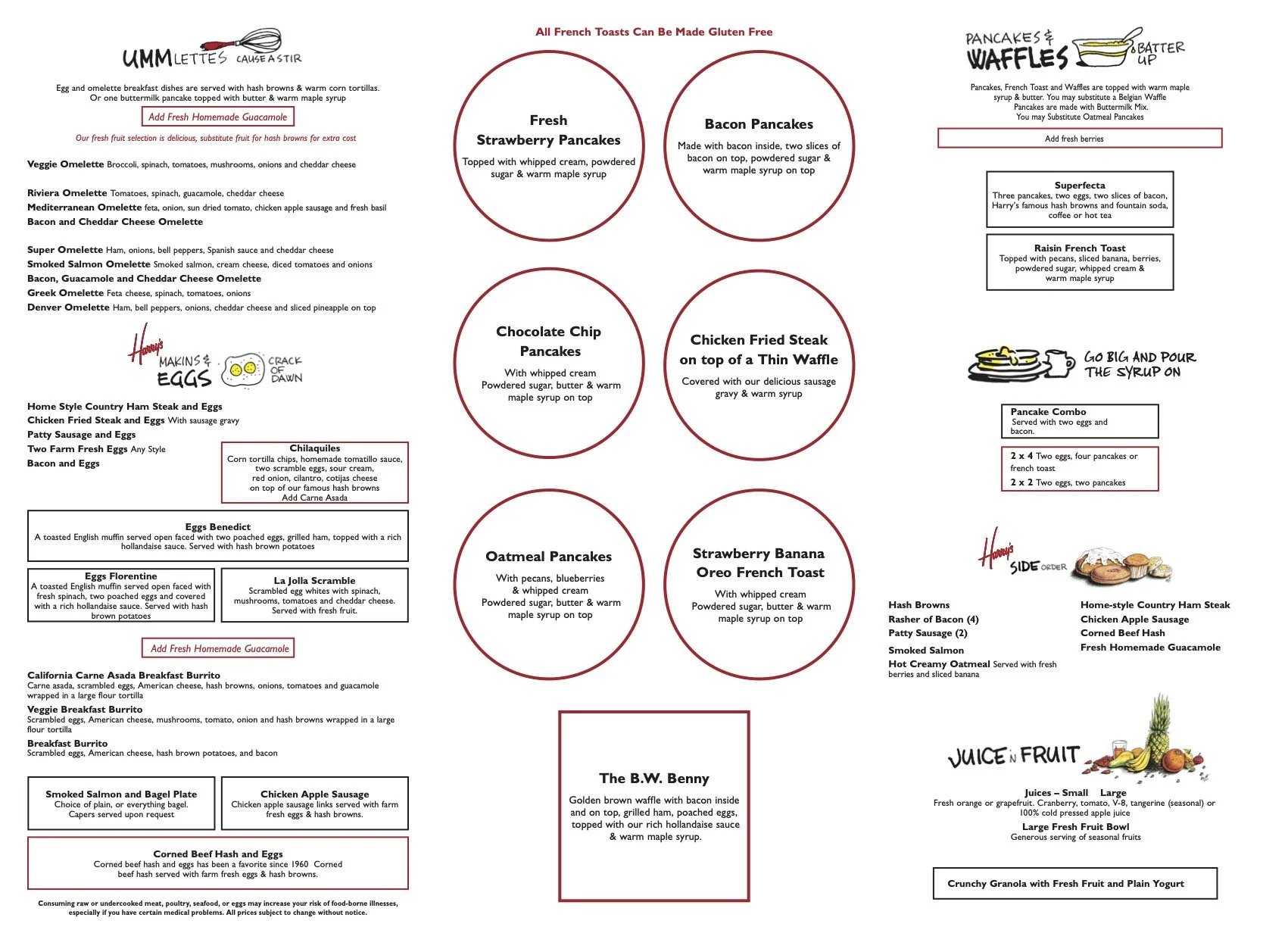 Harry's Coffee Shop Breakfast and Lunch Menu - La Jolla, CA