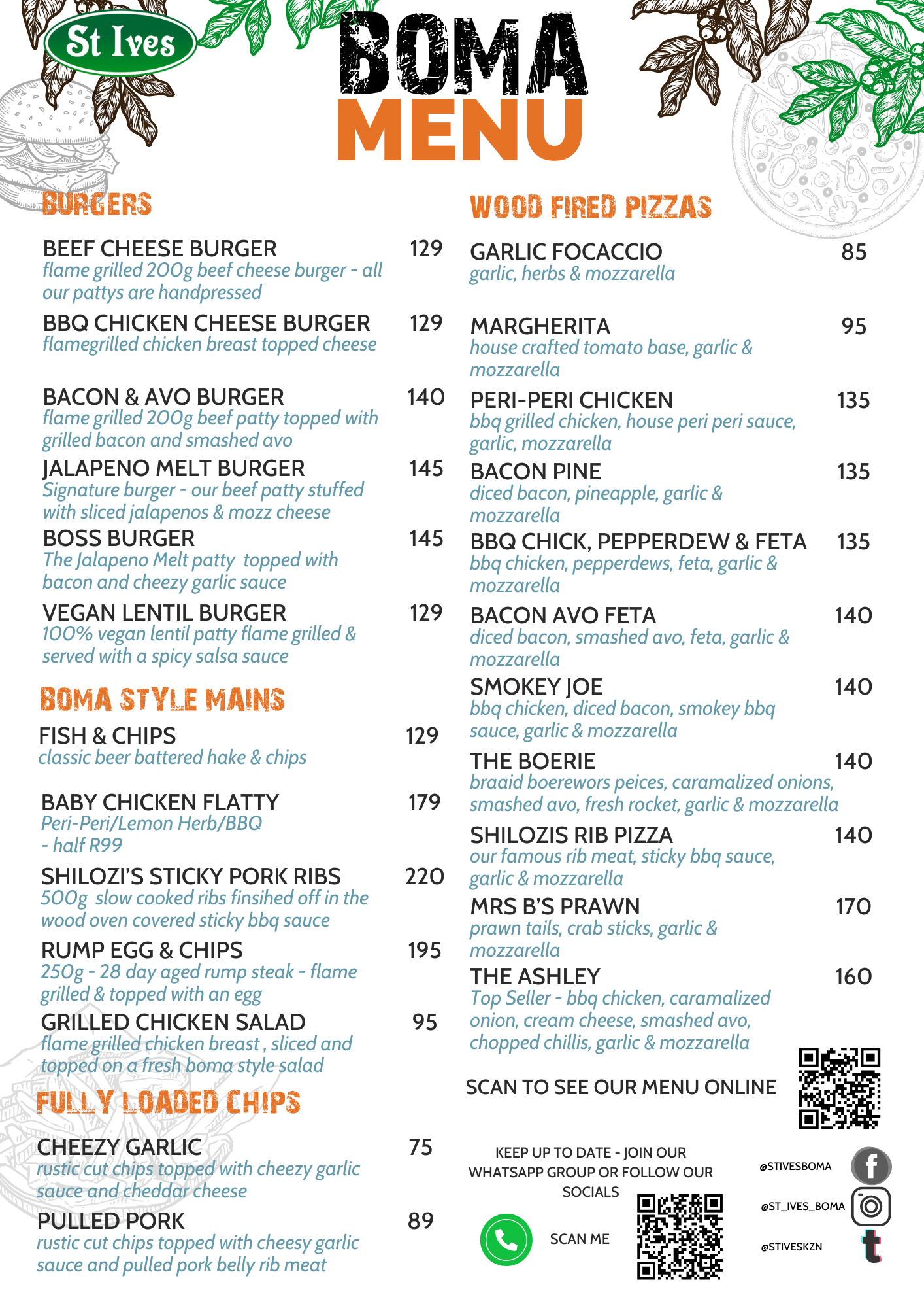 Menu Boma — St Ives Lodge & Venue