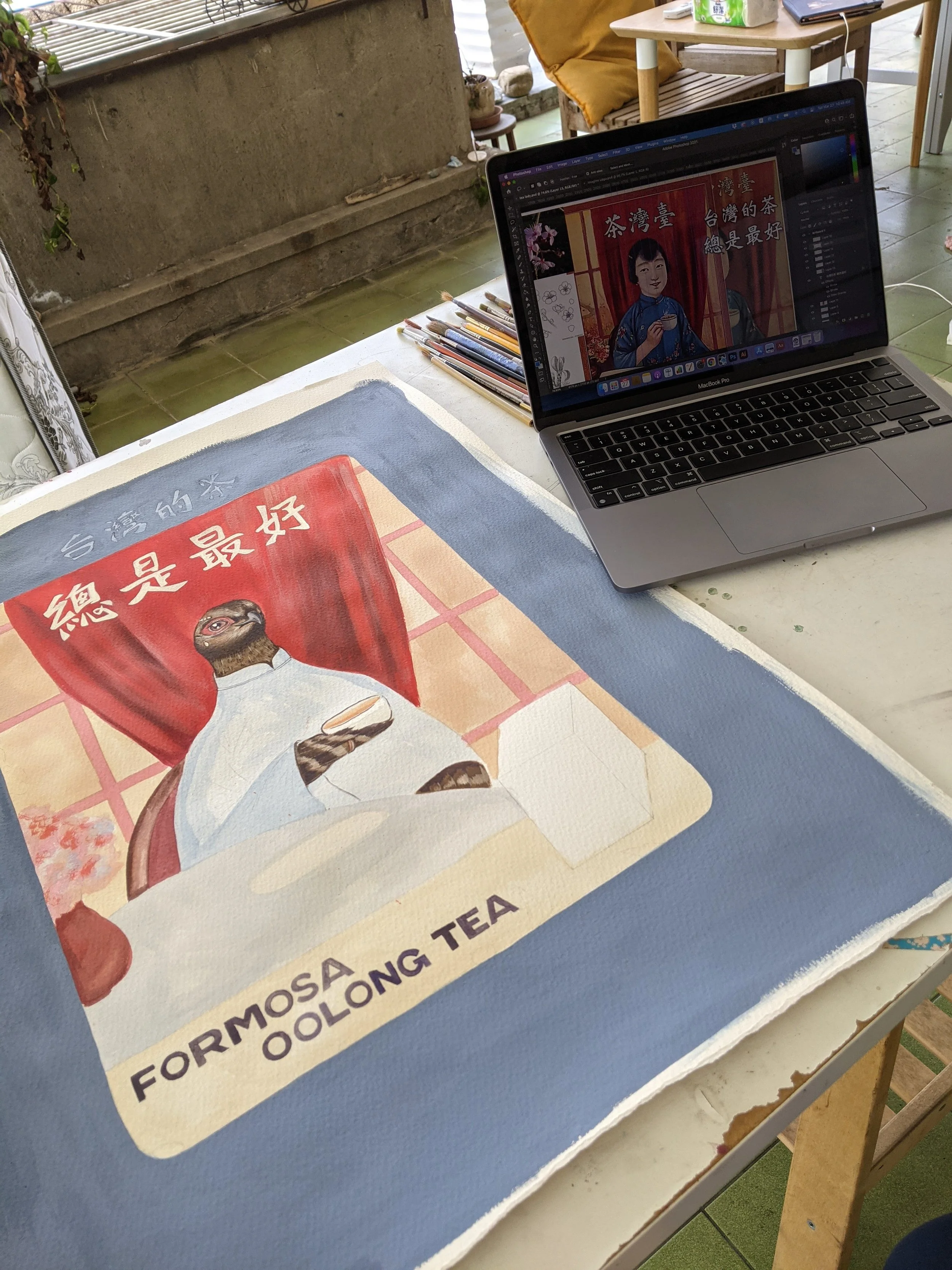 Taiwan Tea Posters — Birds in Hats