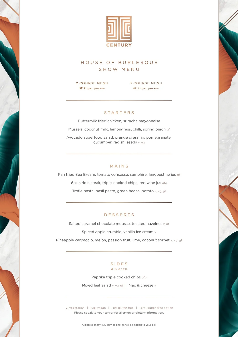 Salon Menu — House of Burlesque Ltd.
