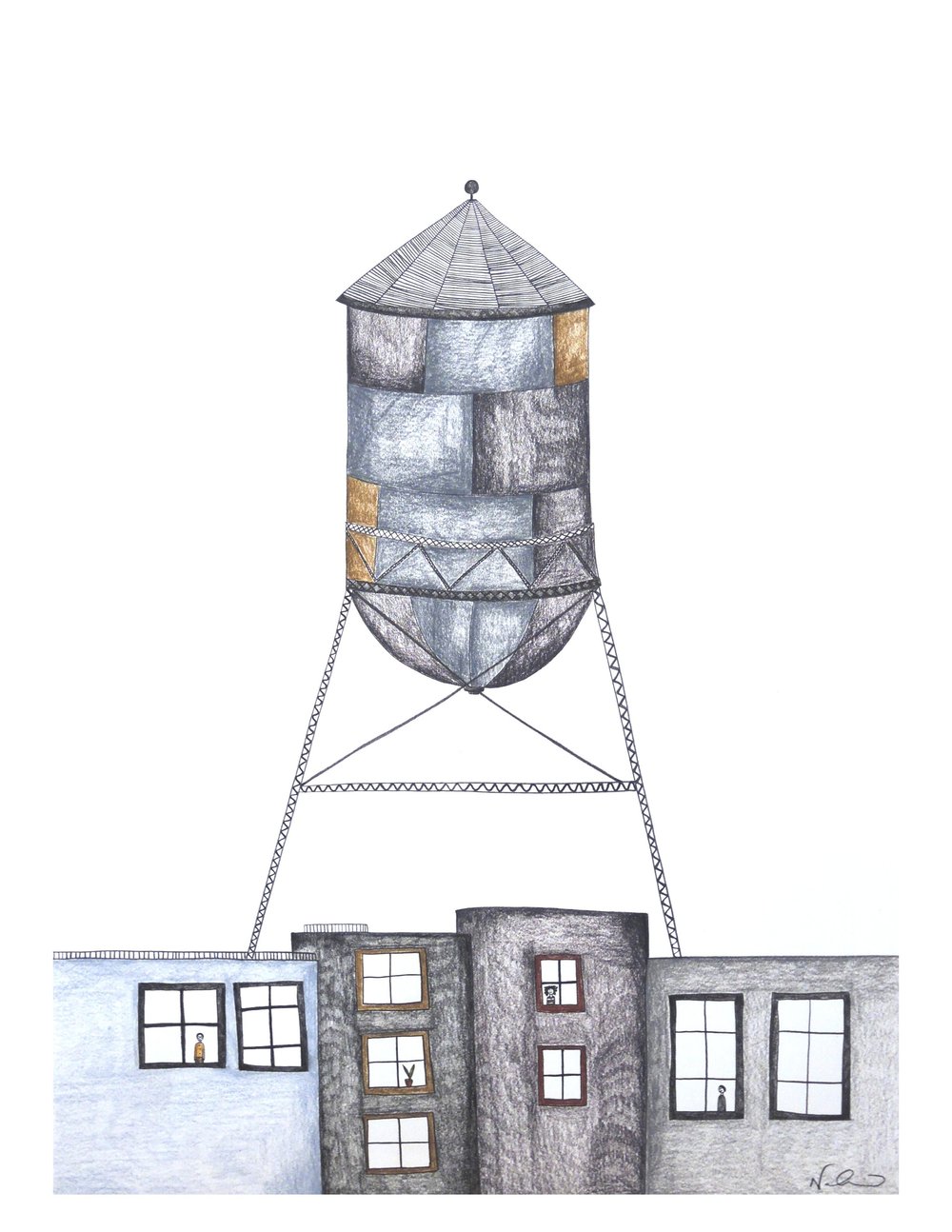 Water Tower Drawing