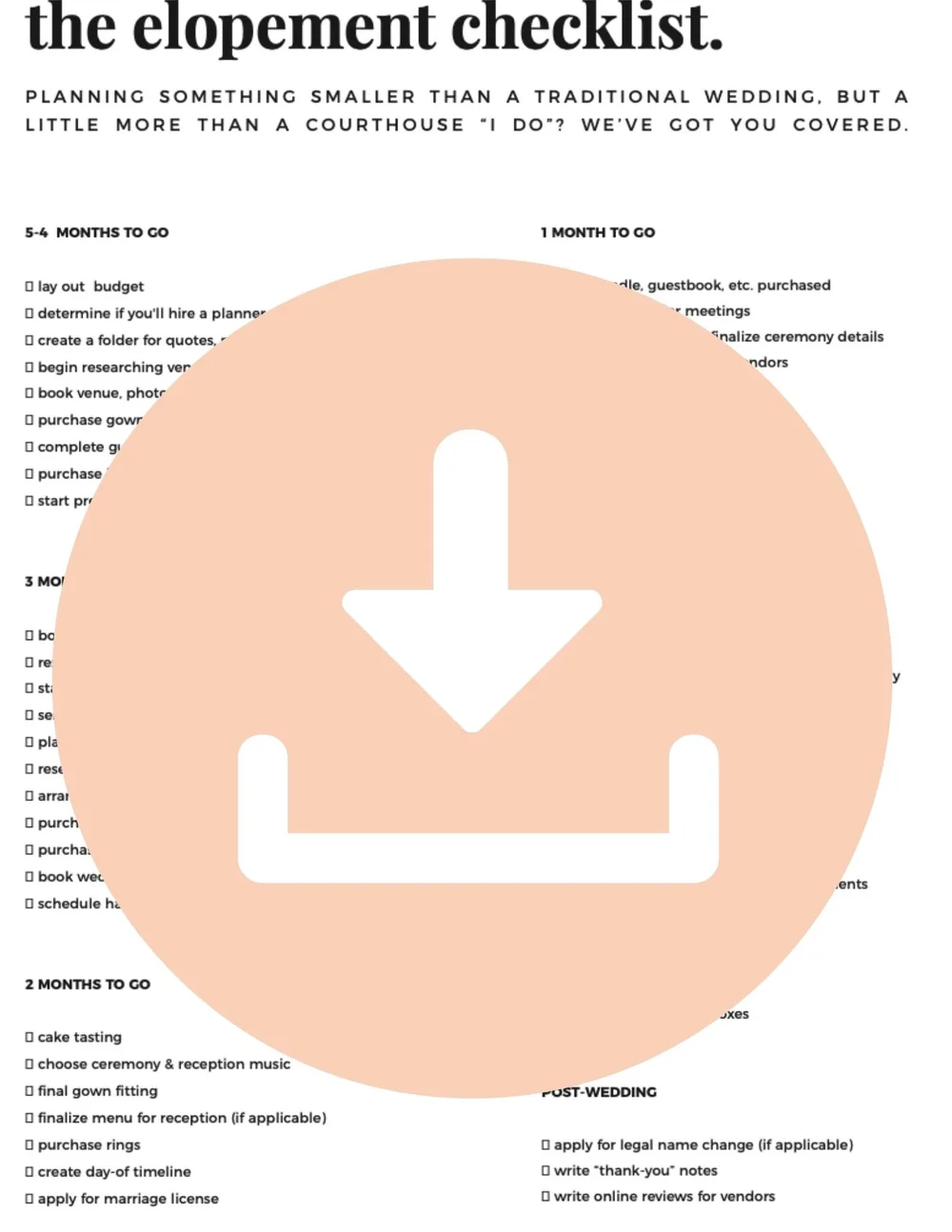 Elopement Wedding Planning Checklist and Simple Wedding Planning ...