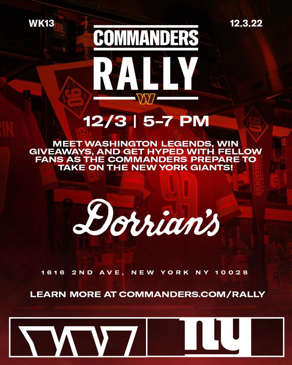Washington Commanders Fans NYC | Dorrian’s Red Hand (New York City)