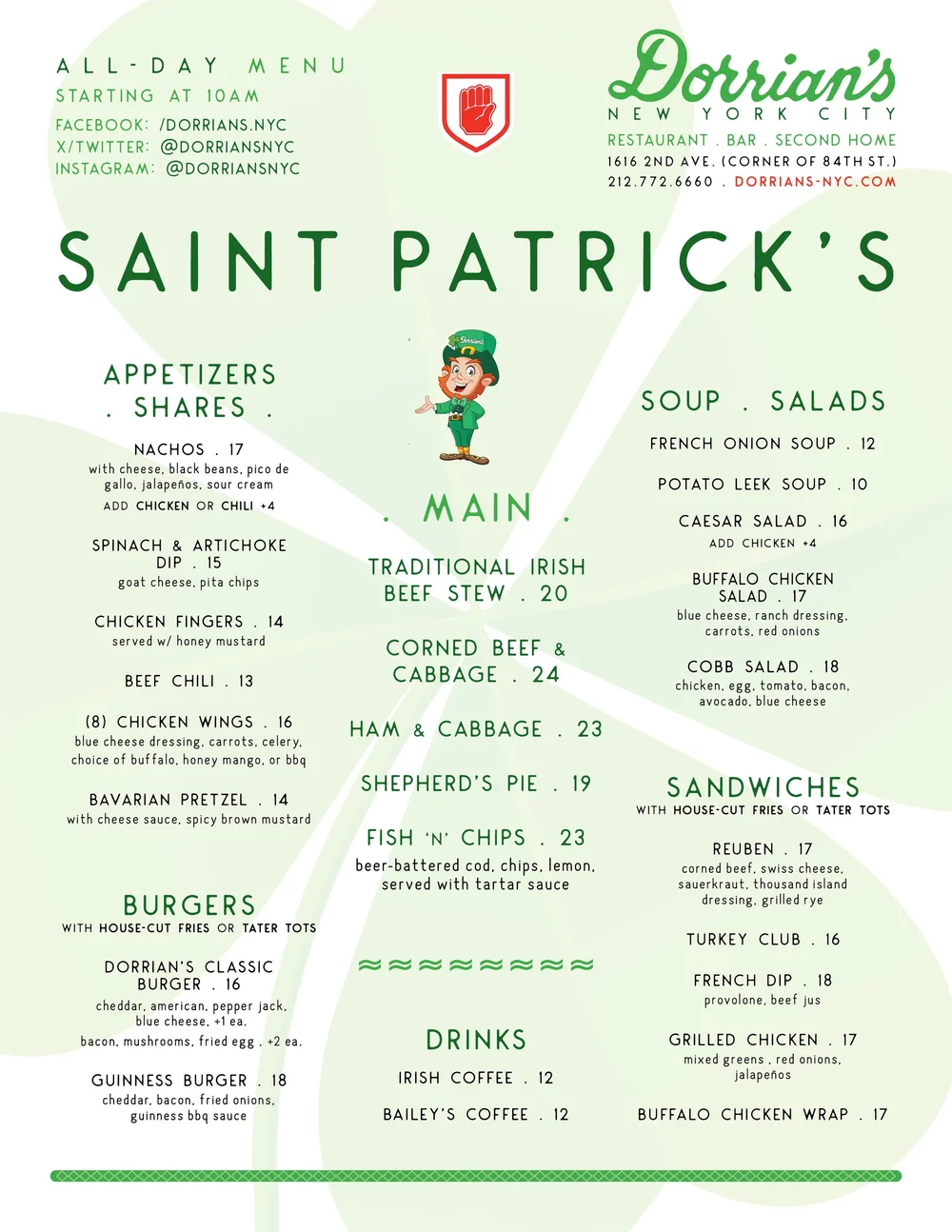 MENUS | Dorrian’s Red Hand (New York City)