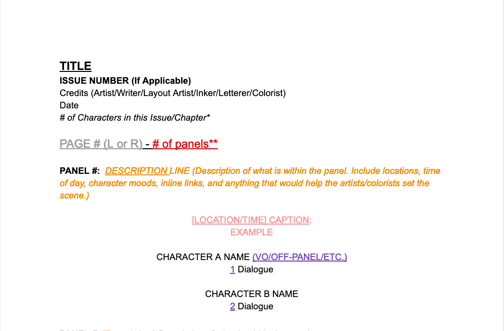 Standard Comic Script Camilla Zhang