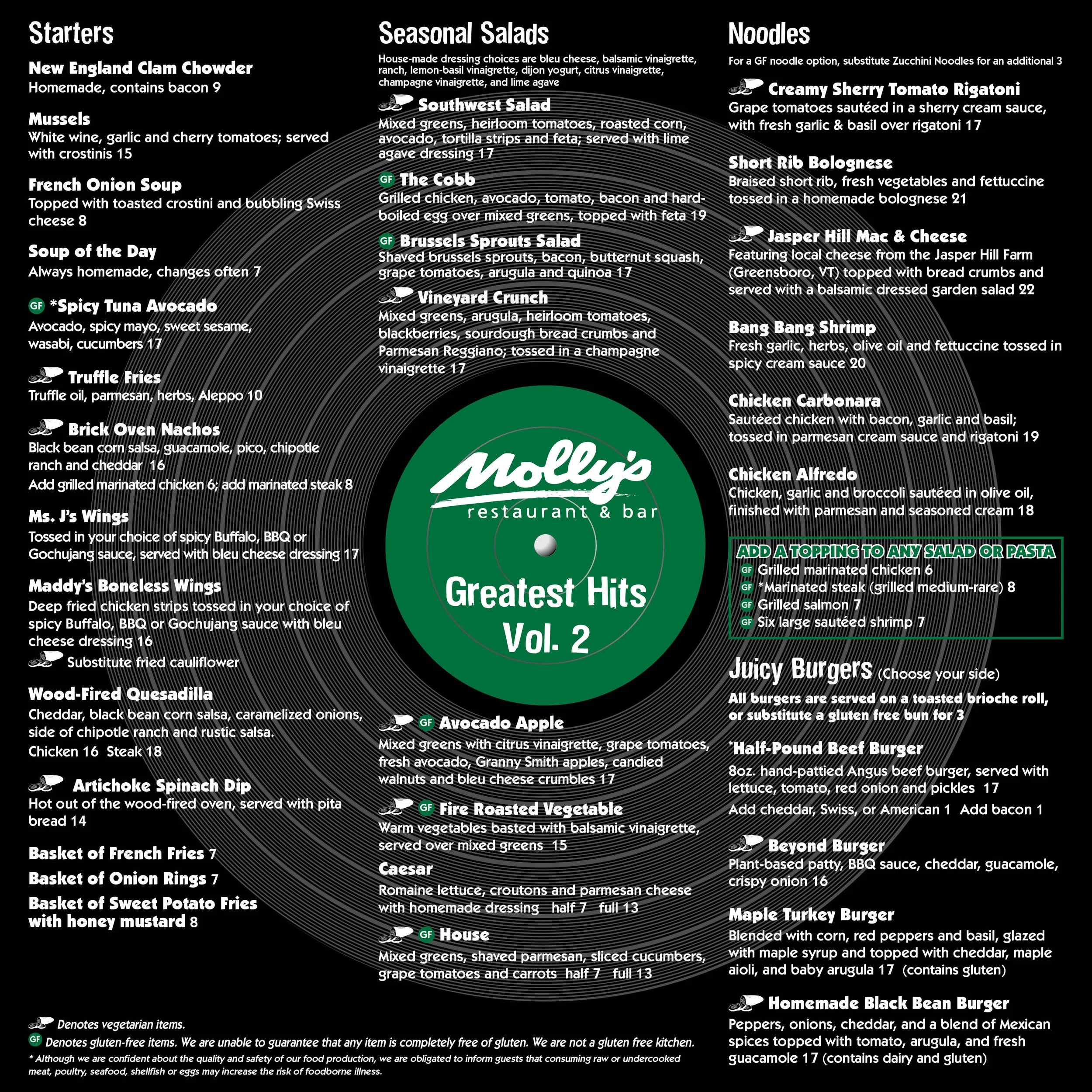 Molly's Menu — MollysRestaurant.com