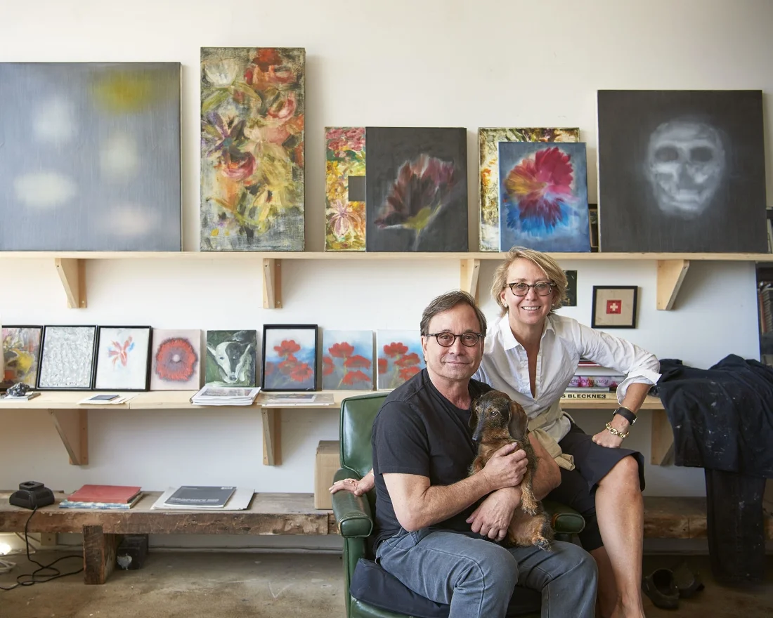 ROSS BLECKNER and his painting buddy Winston — SUZANNE DONALDSON