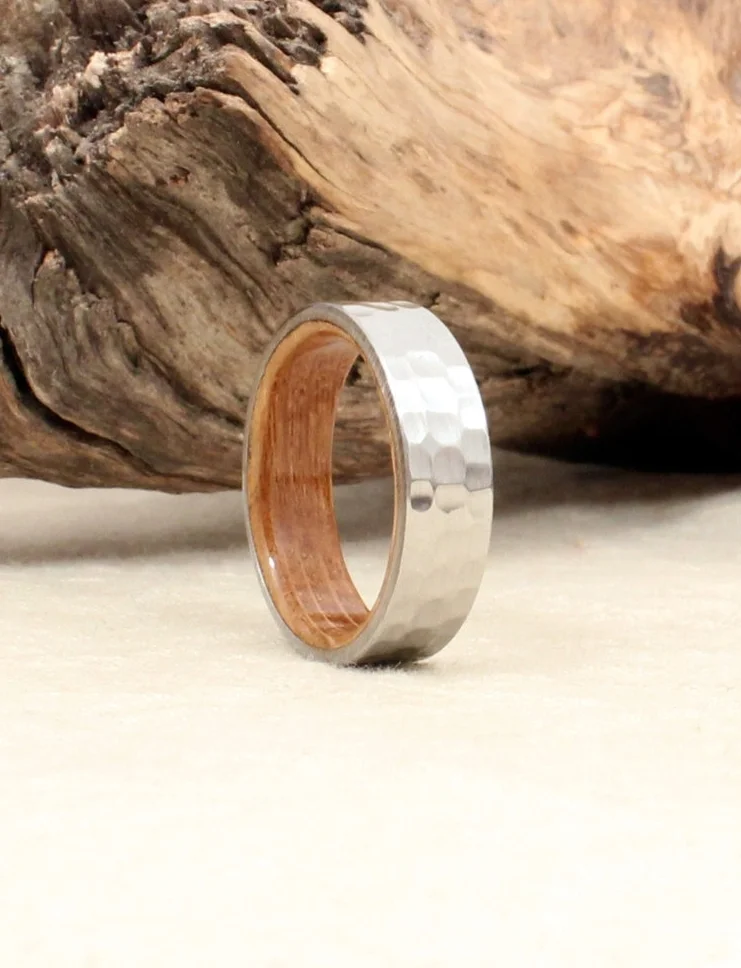 Handmade Whiskey Barrel Wedding Ring | Cobalt and Whiskey Barrel Oak ...