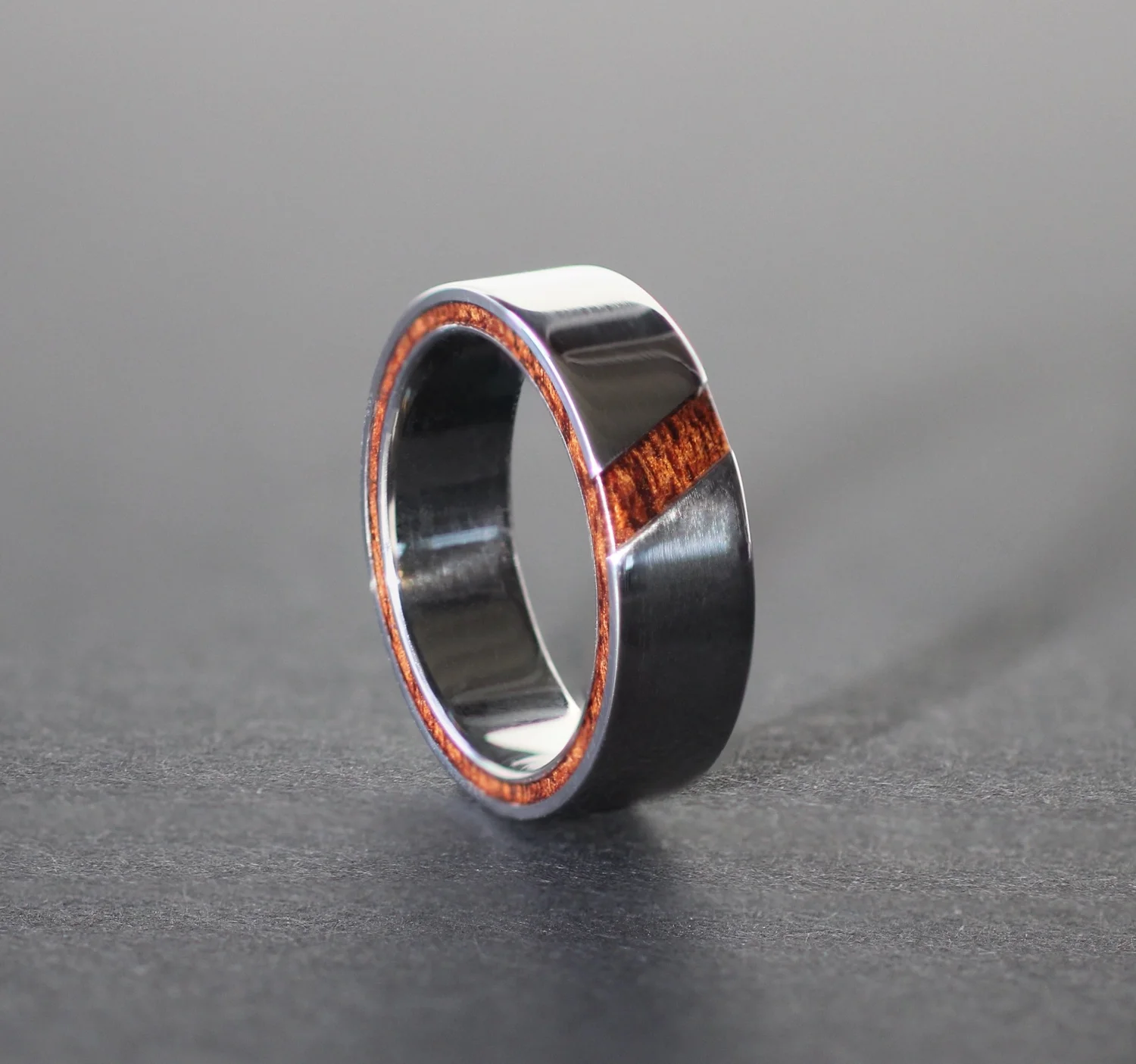 Handmade Whiskey Barrel Wedding Ring | Cobalt and Whiskey Barrel Oak ...