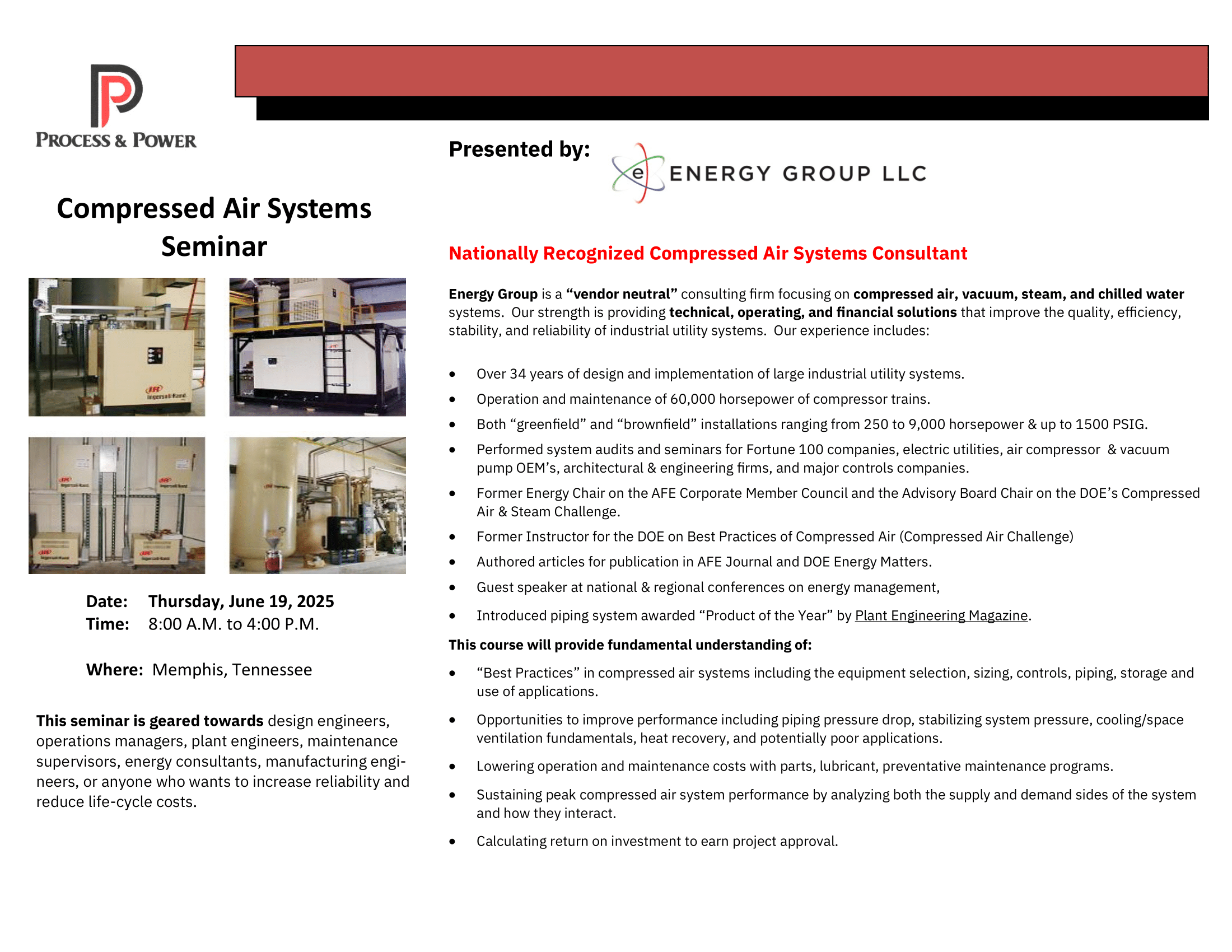 Compressed Air Systems Workshop - 6.19.25 — Process & Power, Inc