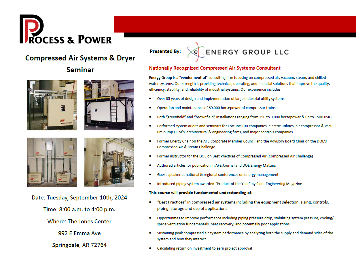 Compressed Air Training - Springdale — Process & Power, Inc