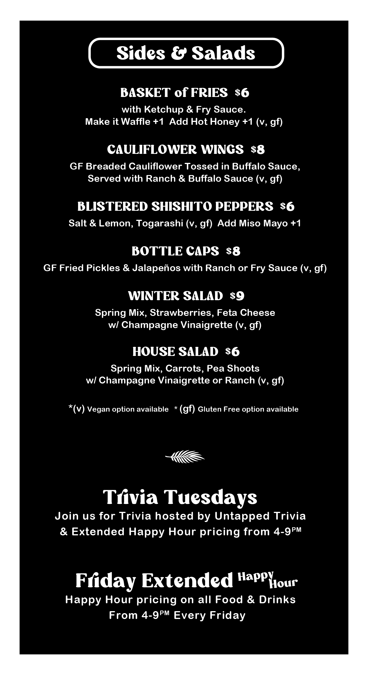 Menus — White Owl Social Club - Portland Food - Portland Events ...