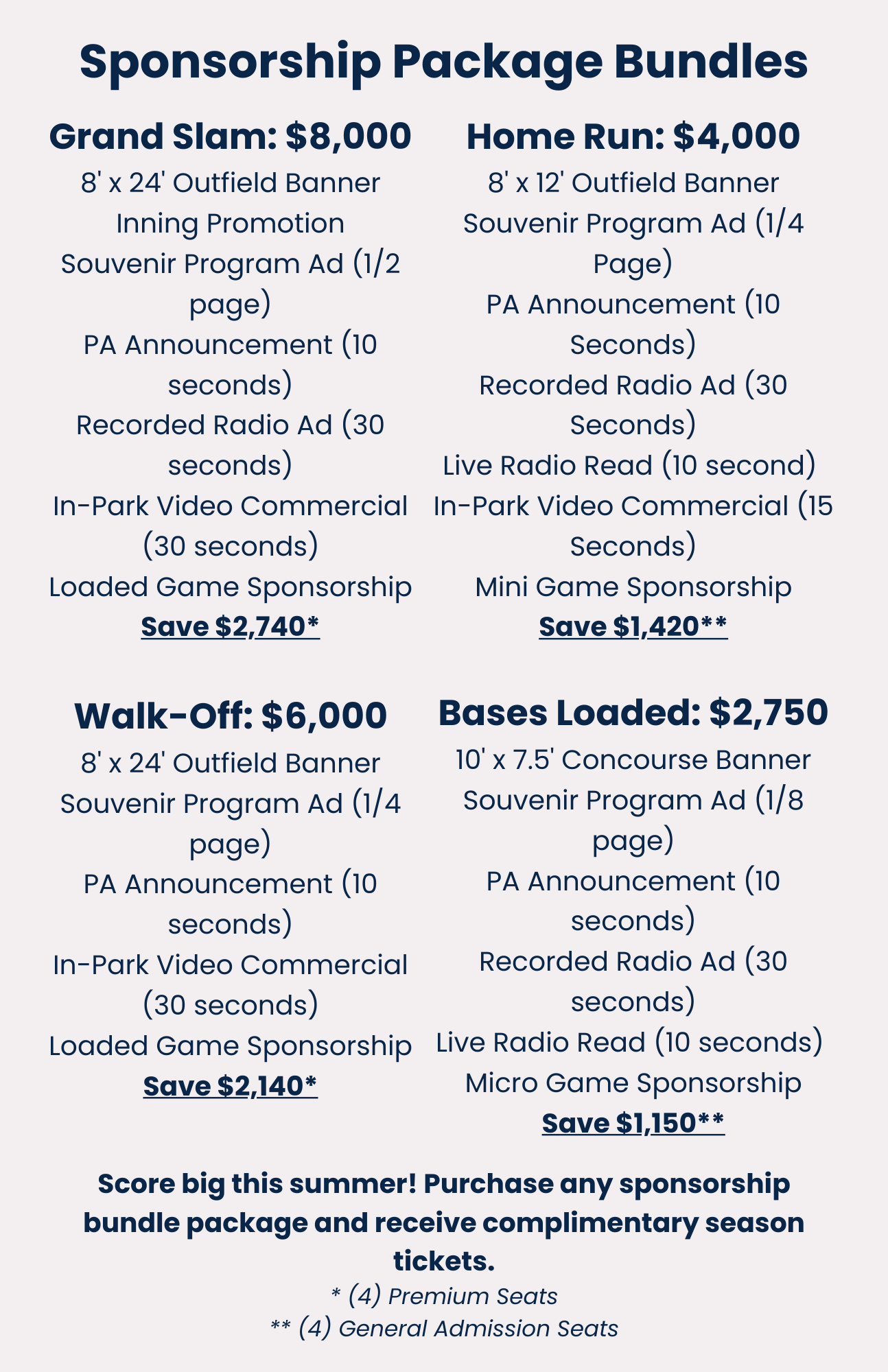 Sponsorship Package Bundles — Wenatchee AppleSox