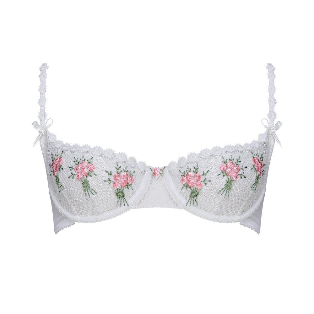 Audrey vintage pink rose and cotton point d'esprit bra — Buttress & Snatch