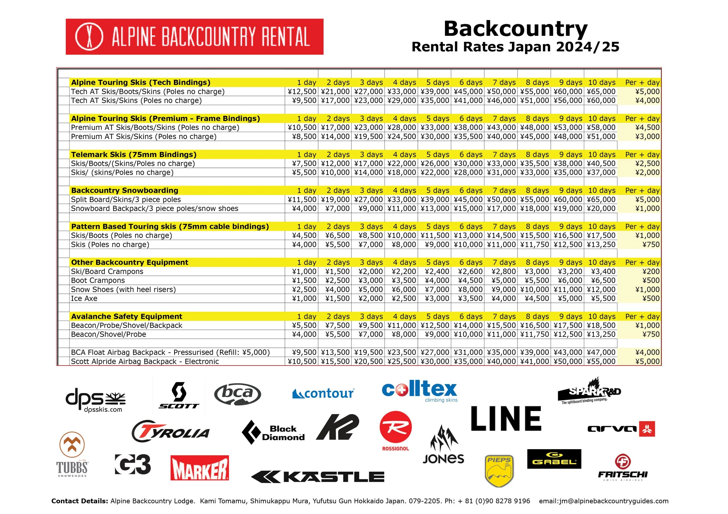 Alpine Backcountry Rental Japan