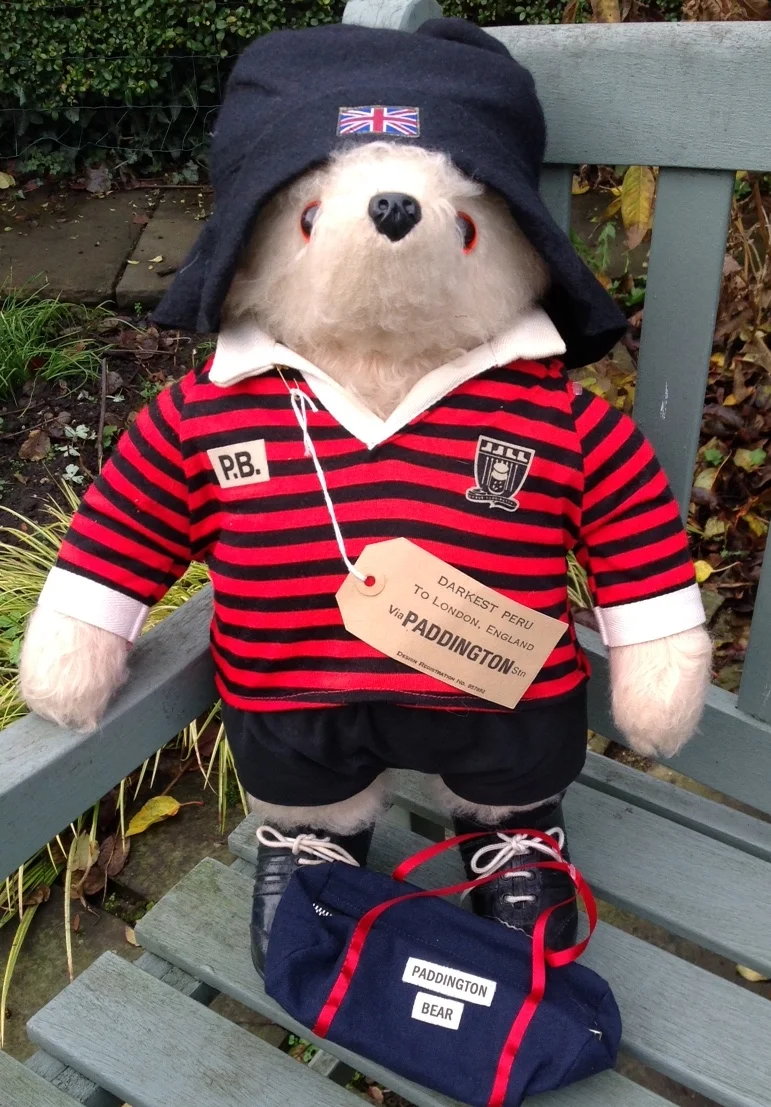Gabrielle Designs Rugby bear complete with kit bag — The Paddington ...