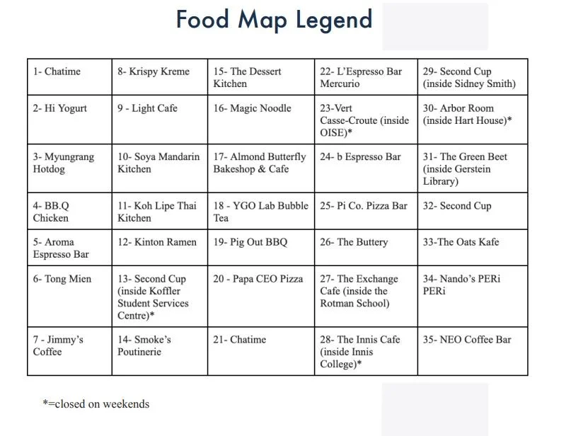 Food Map — University of Toronto Model United Nations