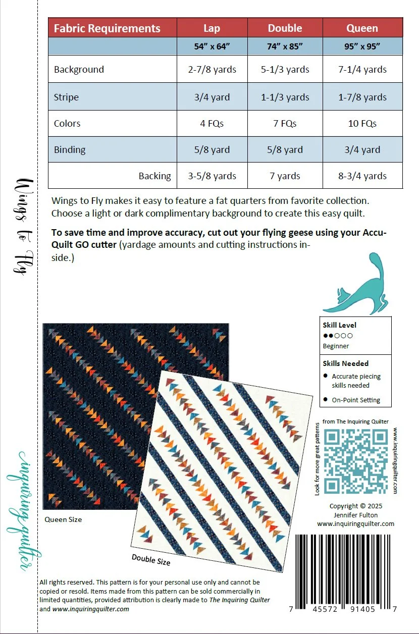 Wings to Fly - PDF Pattern — The Inquiring Quilter