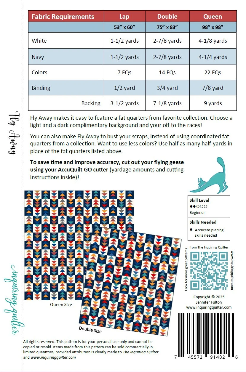 Fly Away - Printed Pattern — The Inquiring Quilter
