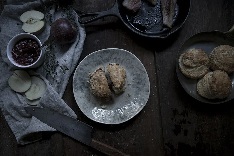 Maple Thyme Scone Sandwich with Apples, Cranberry Cinnamon Jam and Pork ...