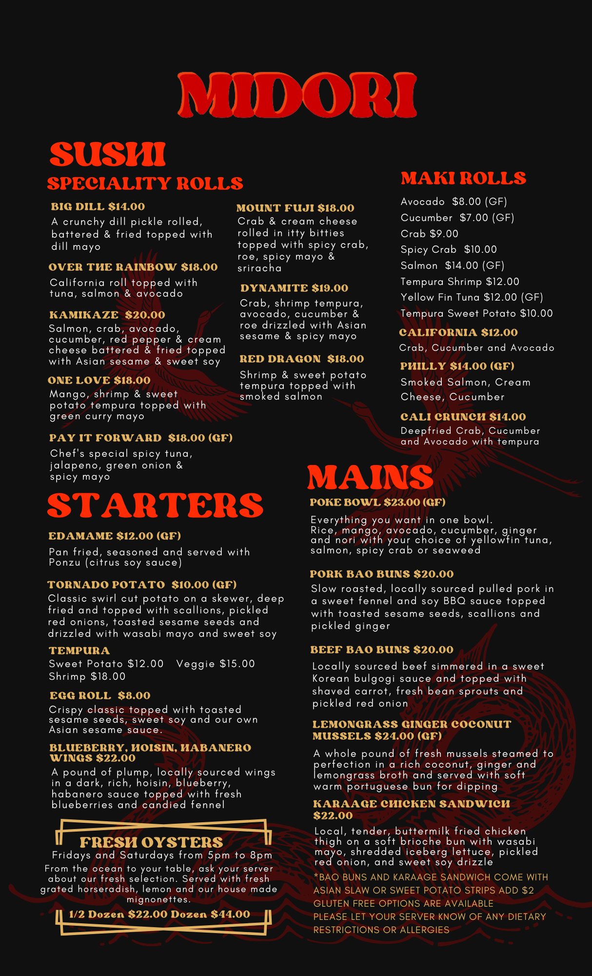 Menu — Midori Sushi