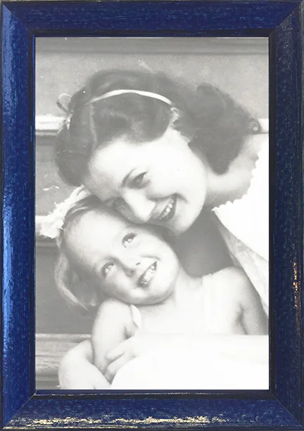 Thin Italian Picture Frame - Blue Lacquer — Distressed White and Color ...