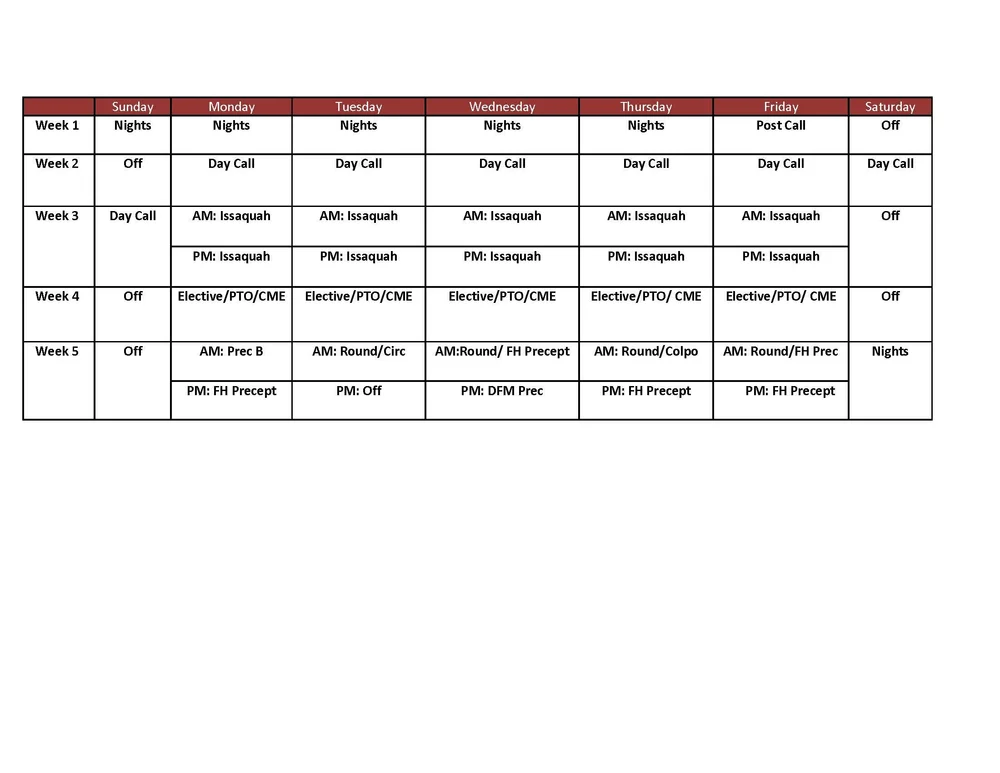 Rotation Template — Swedish First Hill Family Medicine Residency