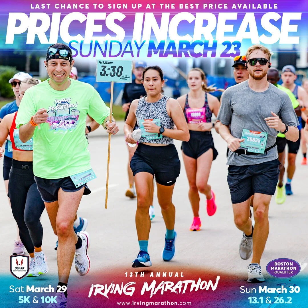 Irving Marathon 26.2, 13.1, 10k, 5k Run/Walk | Irving Marathon Running ...