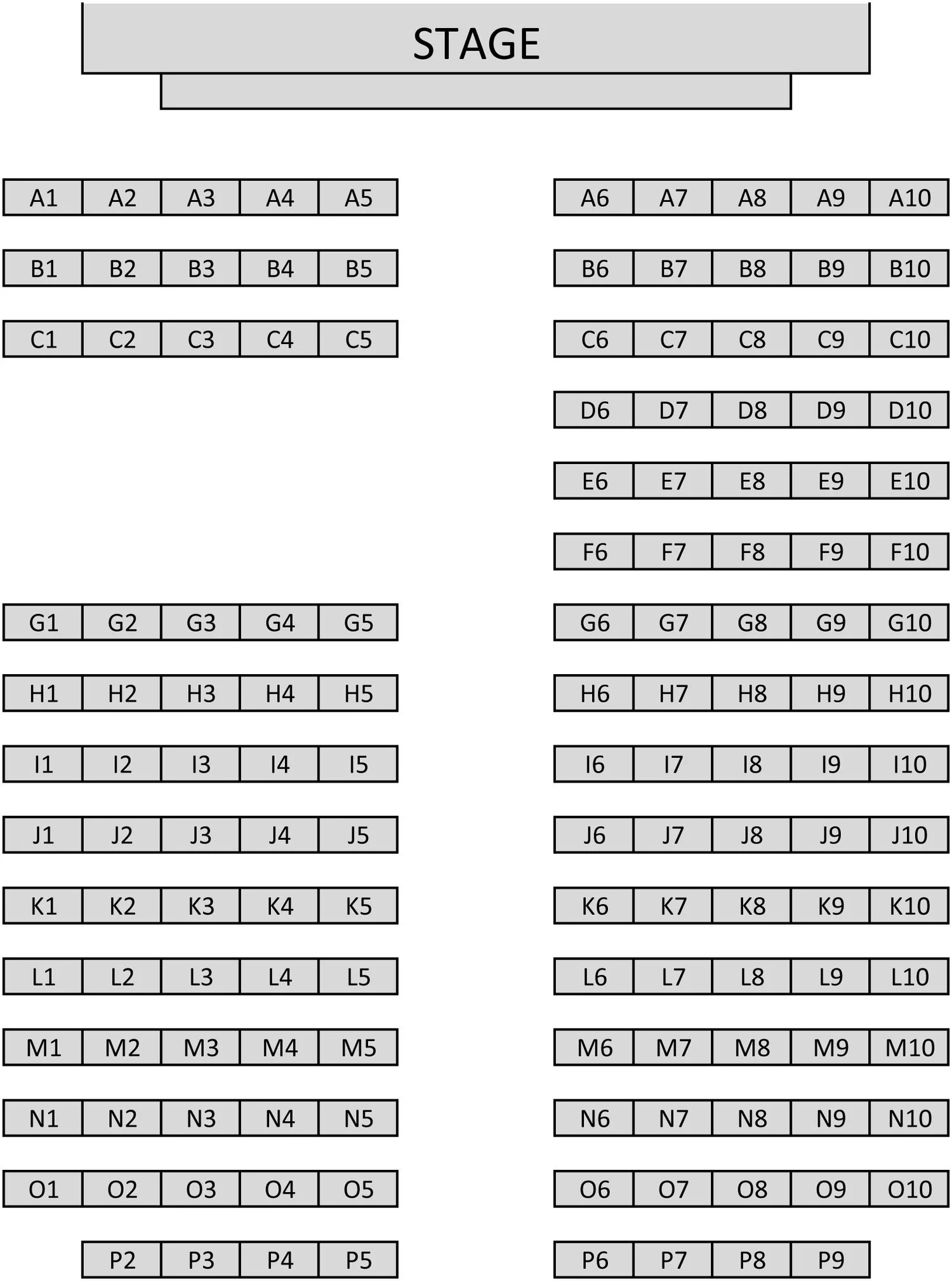 Seating Chart — Park Avenue Theater