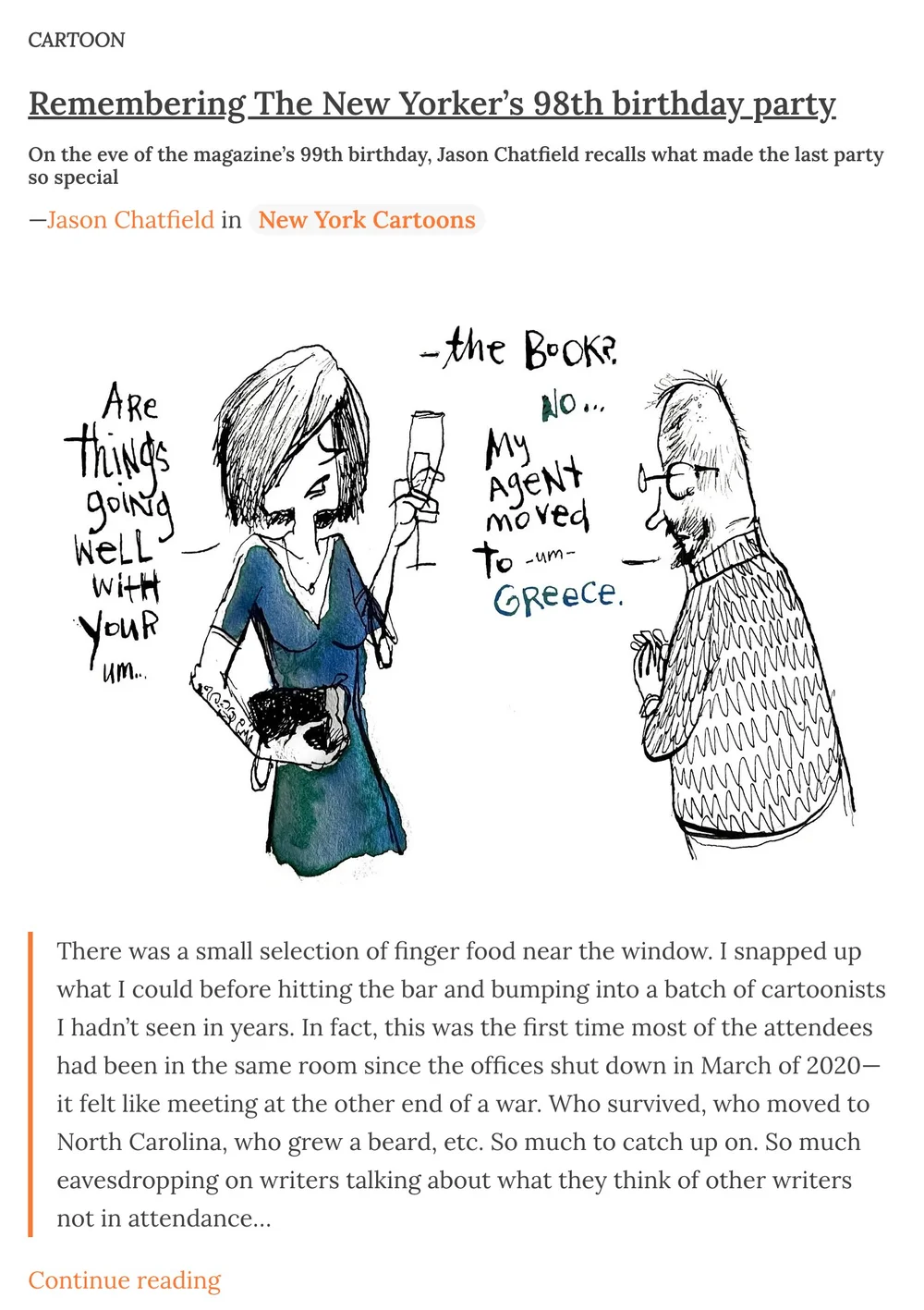 New Yorker Cartoonist Jason Chatfield - Blog