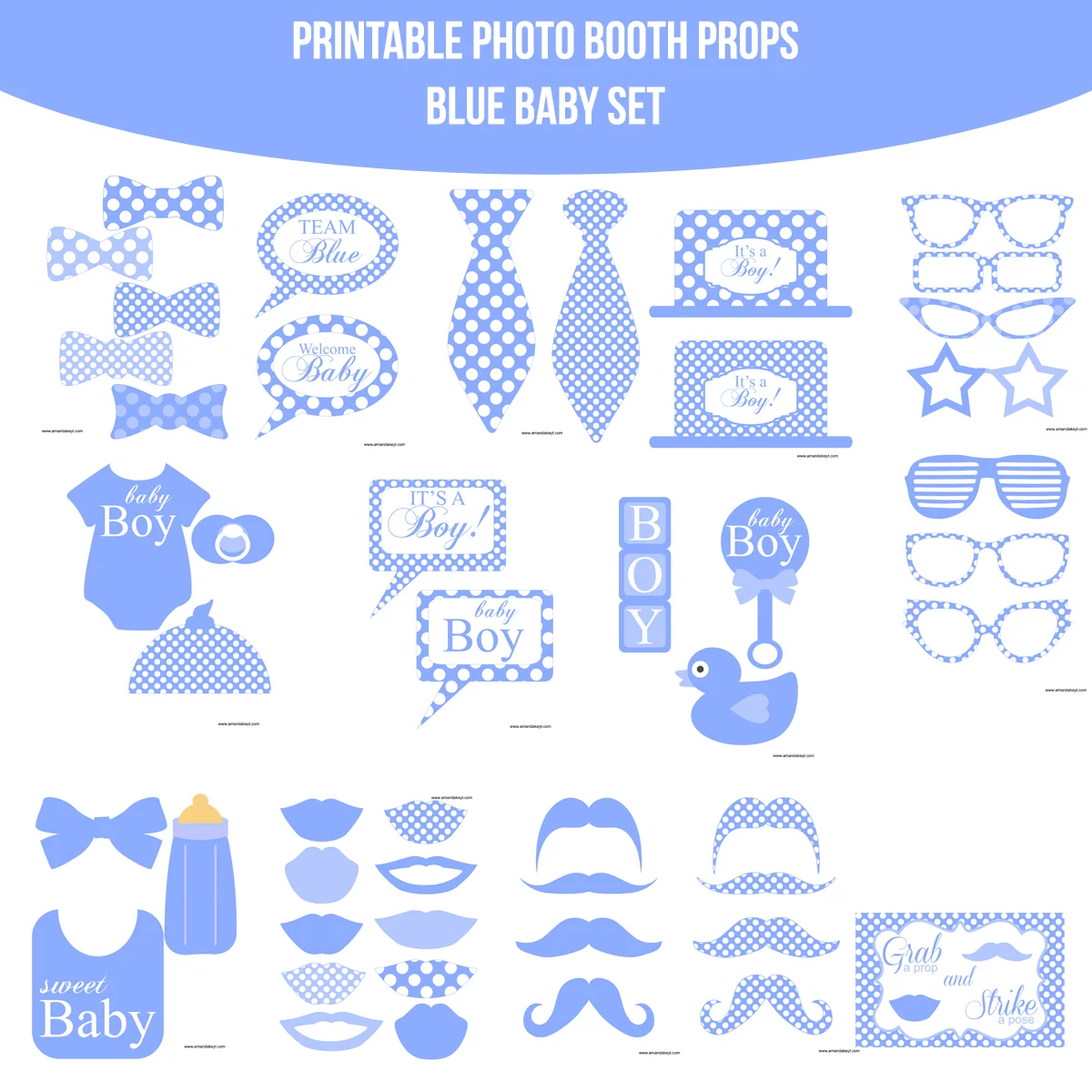Instant Download Baby Blue 1 Printable Photo Booth Prop Set — Amanda ...