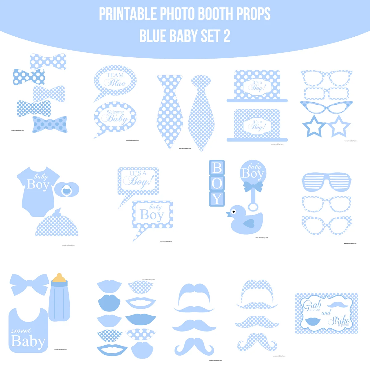 Instant Download Baby Blue 2 Printable Photo Booth Prop Set — Amanda ...